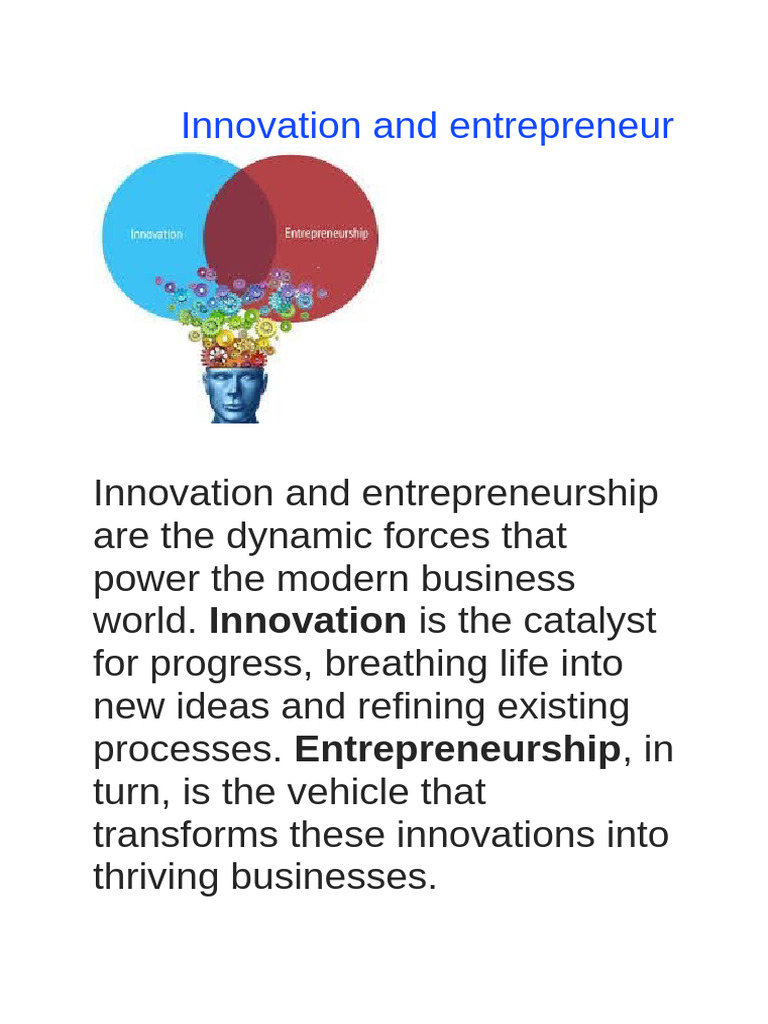 Innovation and Entrepreneur | PDF | Entrepreneurship | Innovation