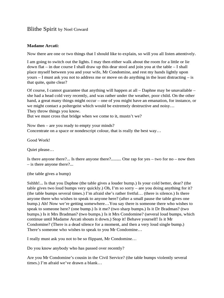 Blithe Spirit by Noel Coward1 | PDF