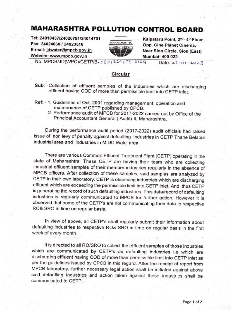 'Collection of Effluent Sample | PDF