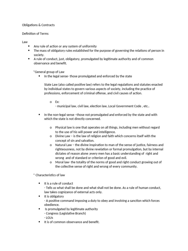 Understanding Obligations and Contracts Law | PDF | Law Of Obligations ...