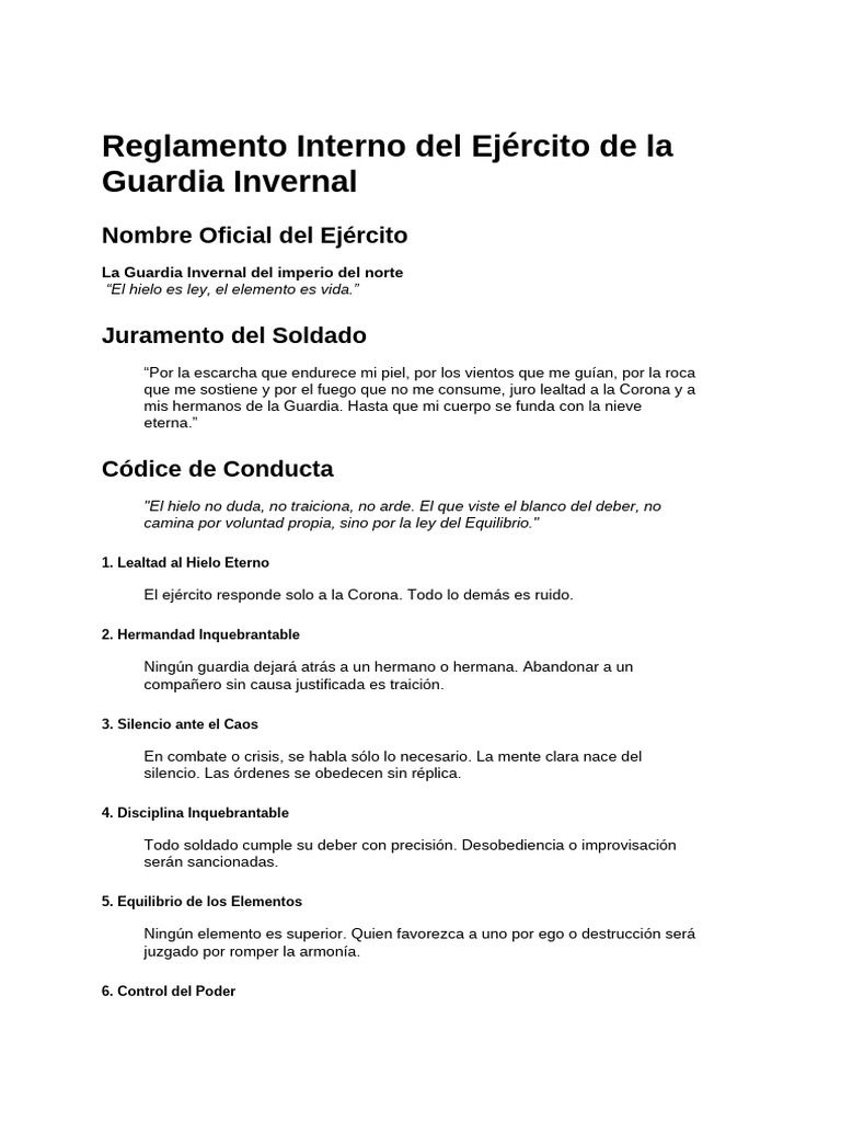 Reglamento de la Guardia Invernal | PDF | Rango militar | Sargento