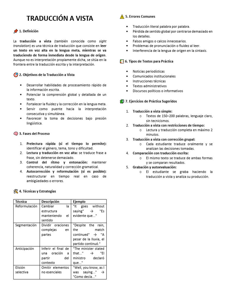 Técnicas de Traducción a Vista | PDF | Traducciones | Comunicación