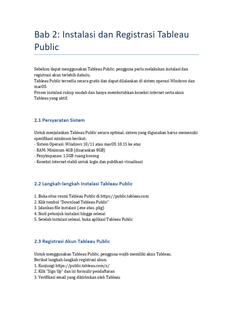 Bab2 Instalasi Dan Registrasi Tableau Public | PDF