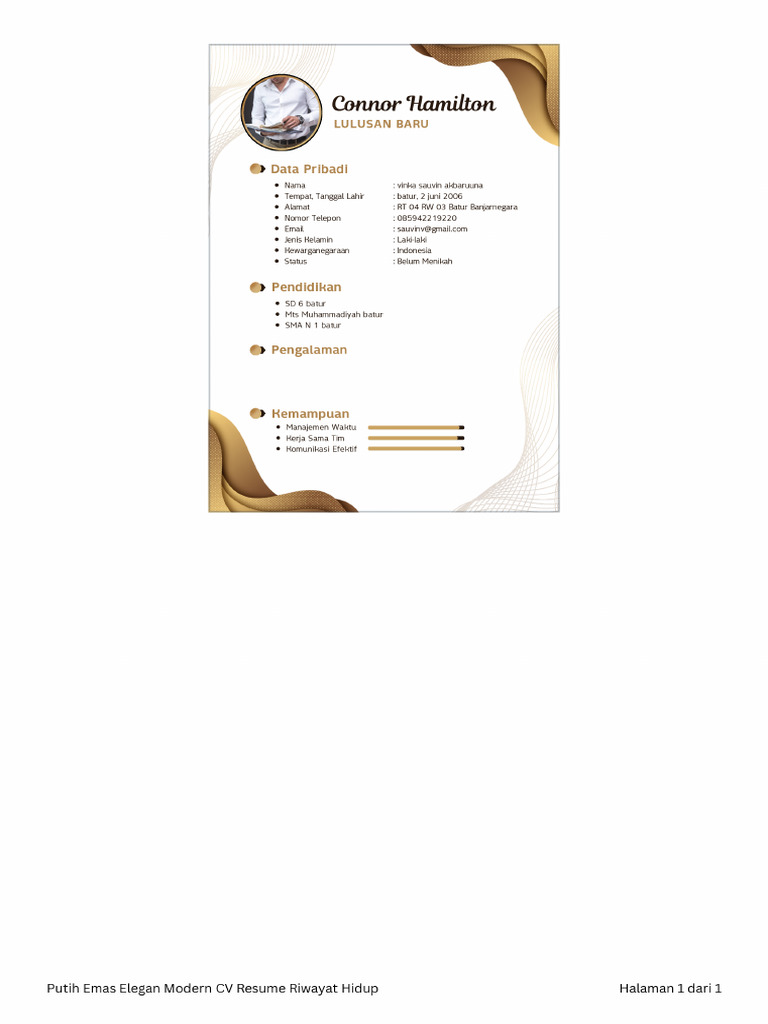 Putih Emas Elegan Modern CV Resume Riwayat Hidup - 20250414 - 111131 ...