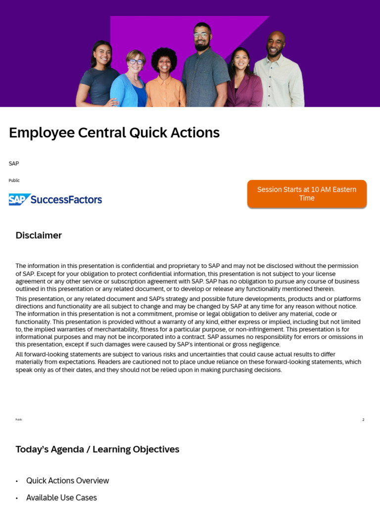 Employee Central Quick Actions Overview | PDF | Computing