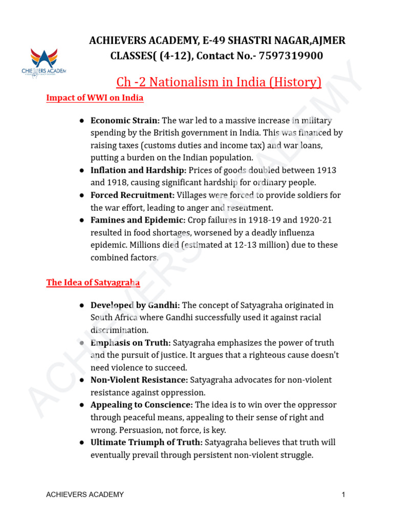 CH - 2 Nationalism in India | PDF | Mahatma Gandhi | Indian Nationalism