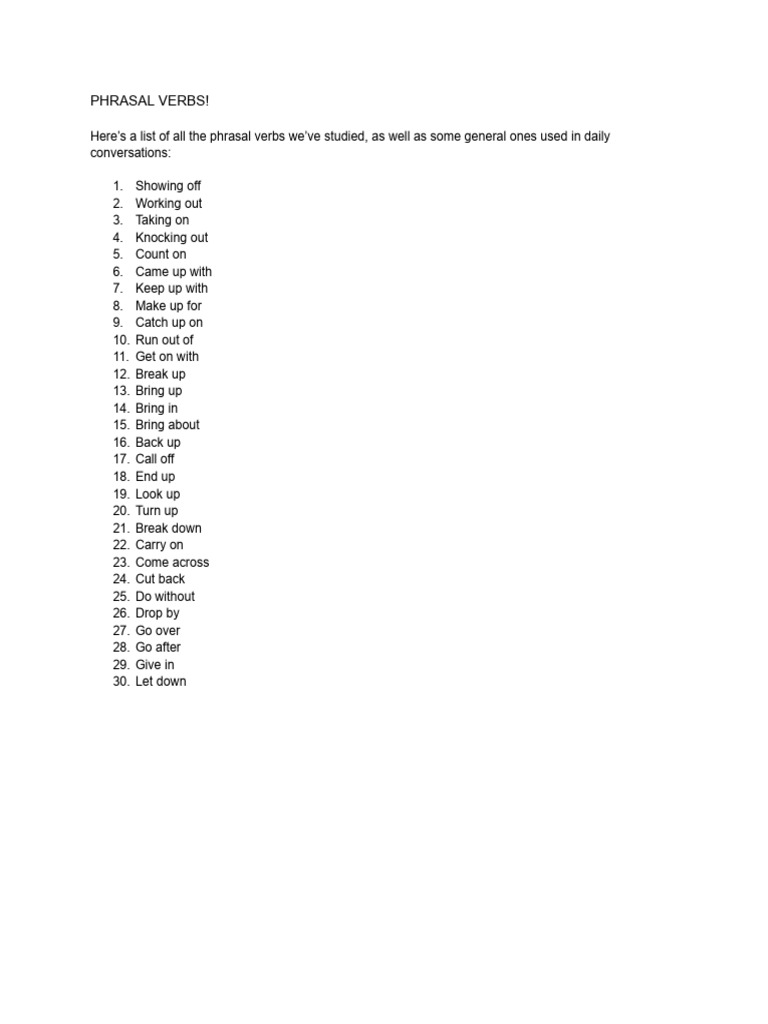 Complete List of Phrasal Verbs | PDF