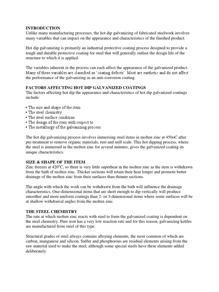 Defects in Hot Dip Galvanising | PDF | Galvanization | Rust