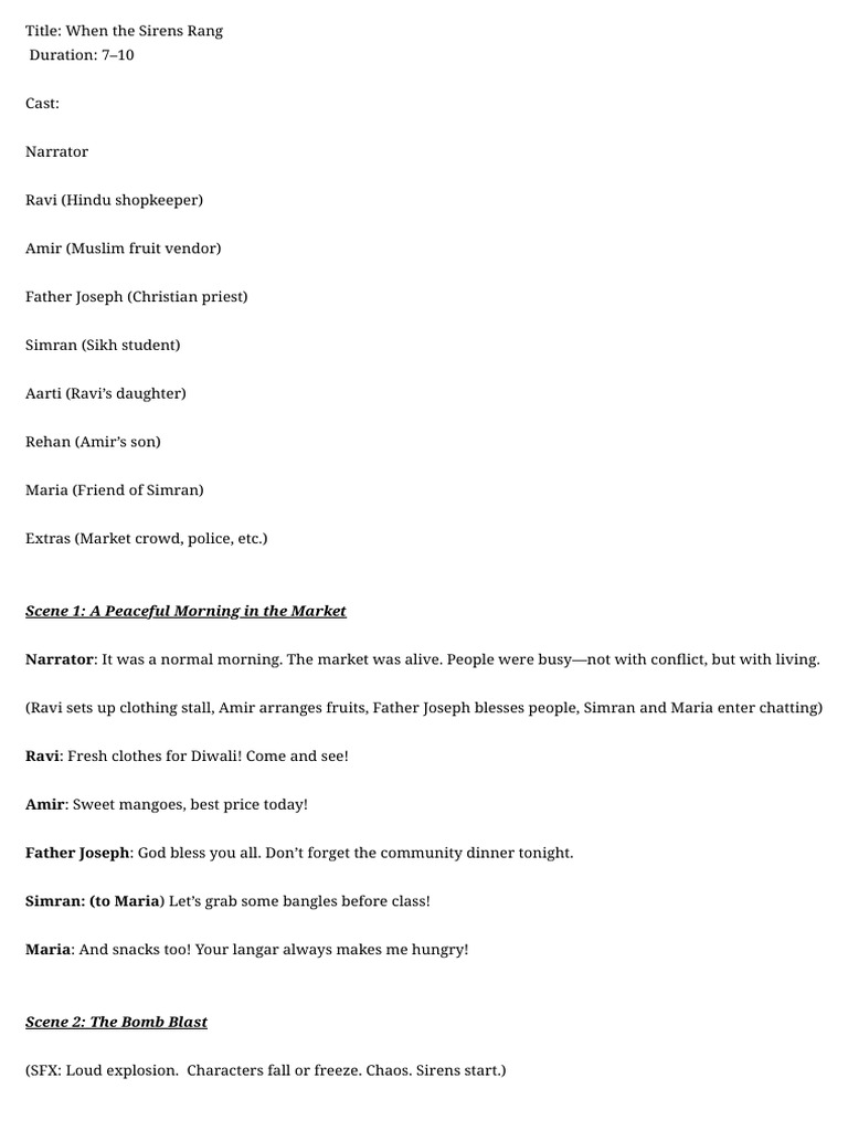 Bomb Blast Script (Assembly) | PDF