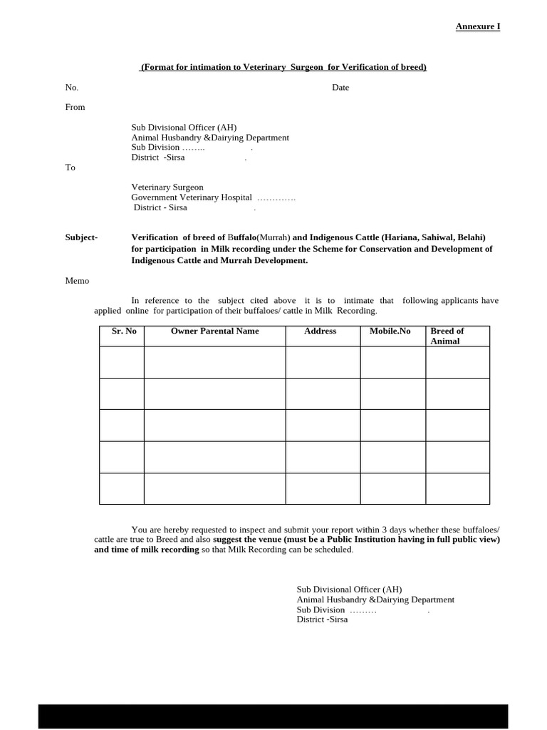Milk Recording Scheme for Buffaloes | PDF | Cattle | Dairy Farming