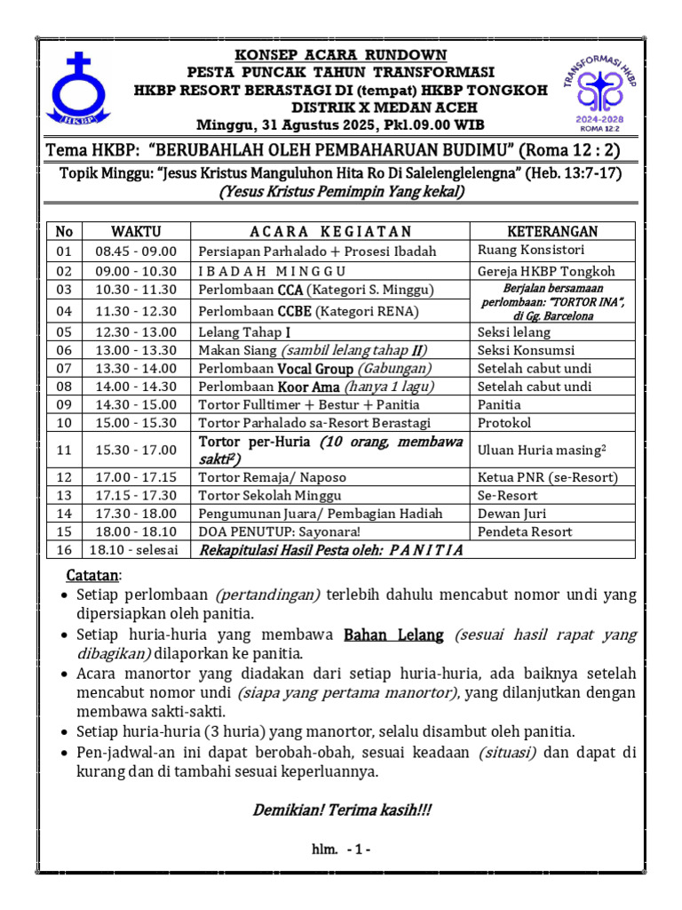 Konsep Acara Rundown Pesta Puncak Tahun Transformasi | PDF