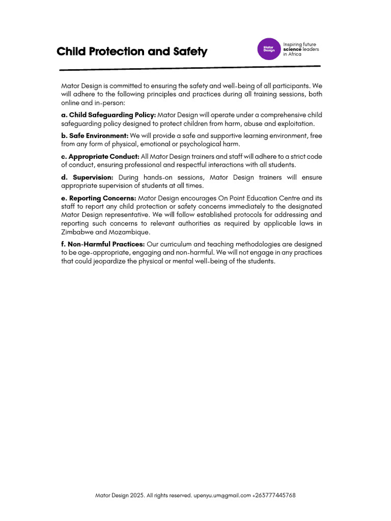 Child Protection Policy at Mator Design | PDF