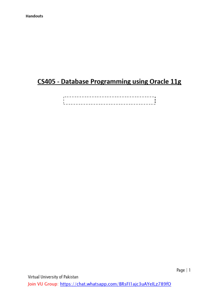 Cs405 Handouts by Kha | PDF | Pl/Sql | Databases