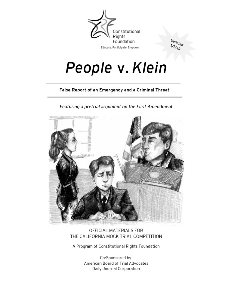 People v. Klein: Mock Trial Case Overview | PDF | Cyberbullying | Bullying