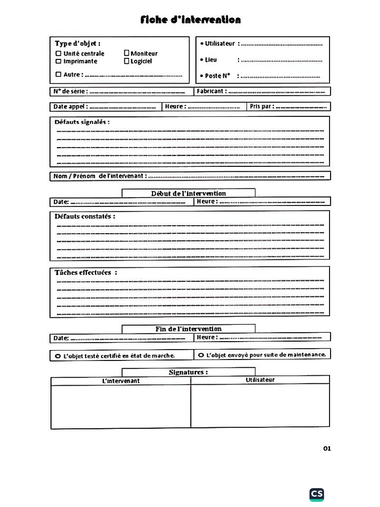 Fiche D Intervention | PDF
