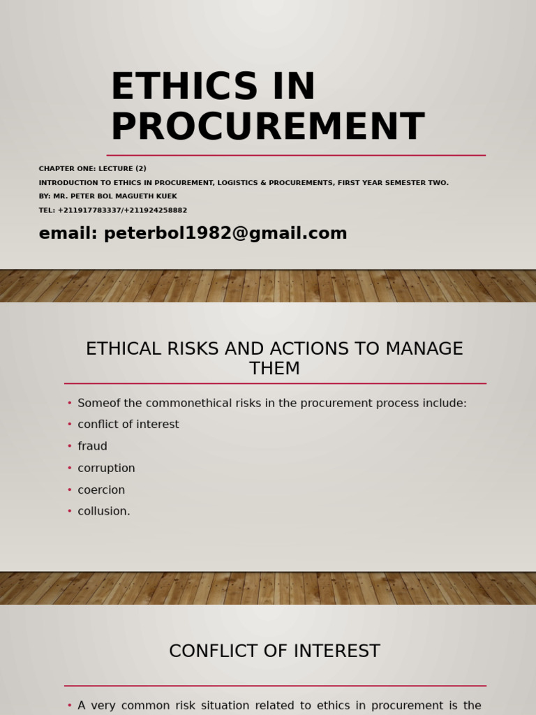 Ethics in Procurement Lecture 2 | PDF | Procurement | Conflict Of Interest