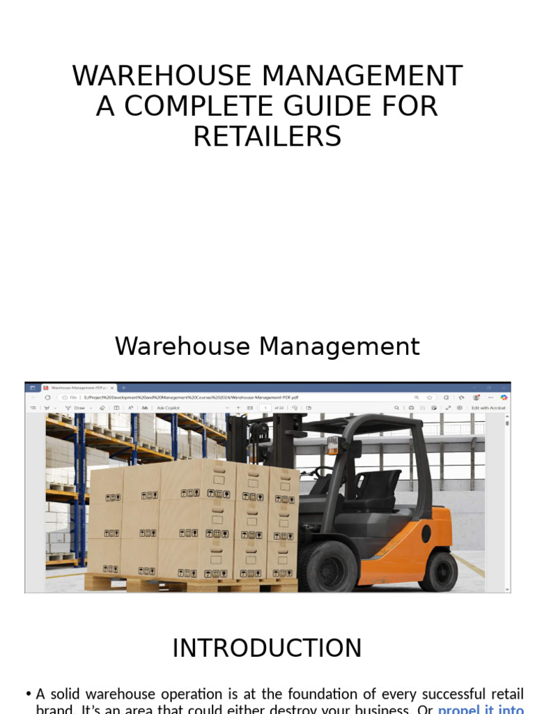 Warehouse Management A Complete Guide For Retailers Lecture 1 | PDF ...