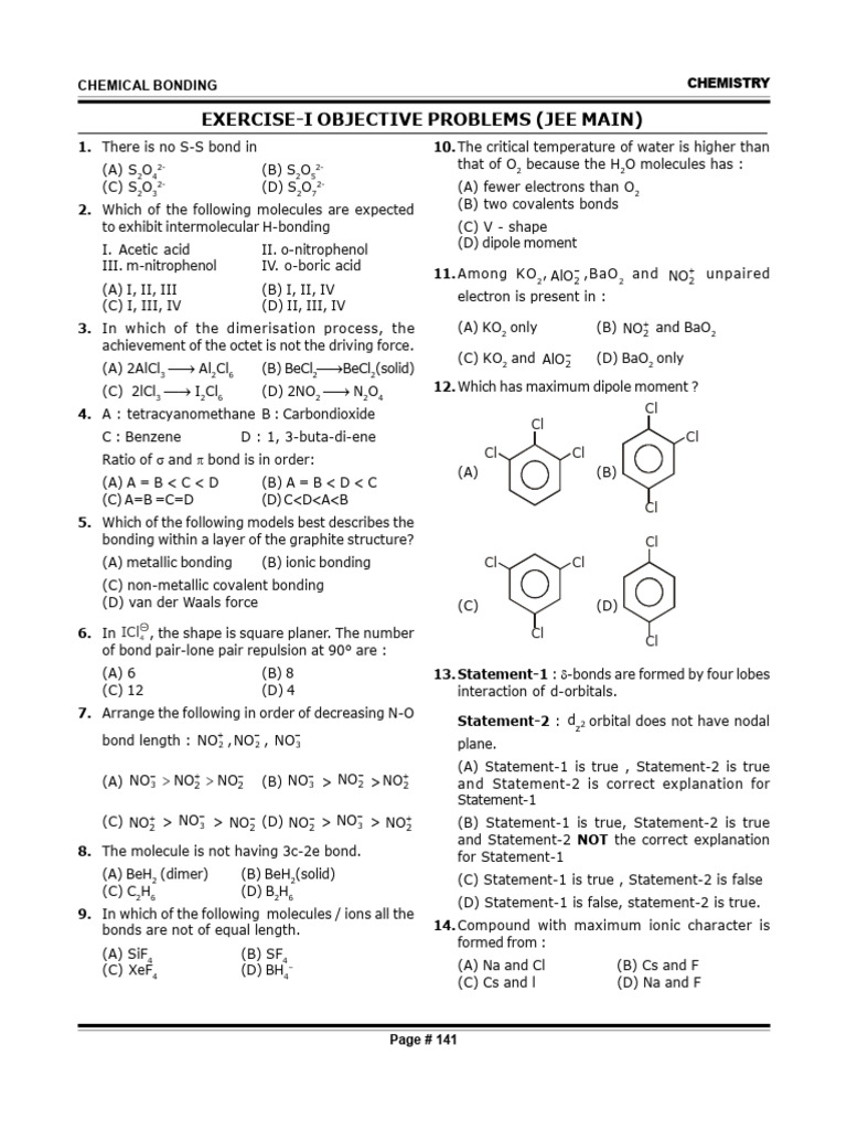 Chemical Bonding Practice Questions | PDF | Chemical Bond | Chemical ...