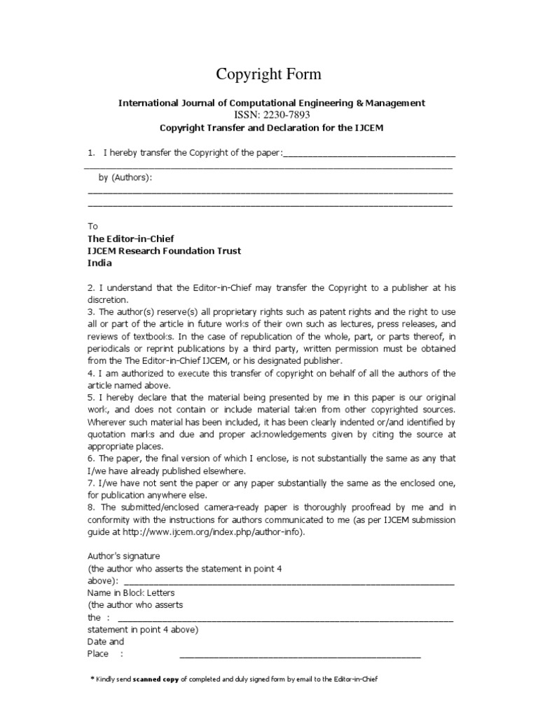 Copyright Form | PDF