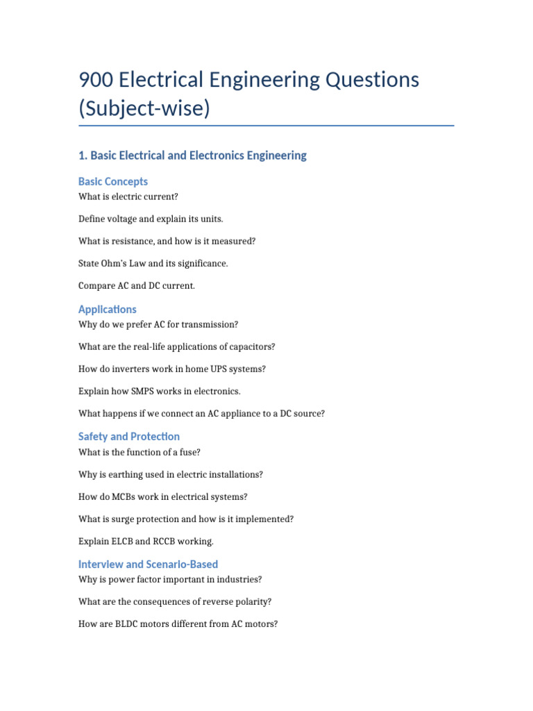 EE Subject Questions Part1 | PDF