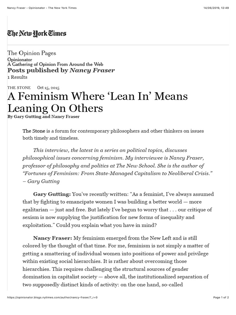 Nancy Fraser - Opinionator - The New York Times | PDF | Gender Studies ...