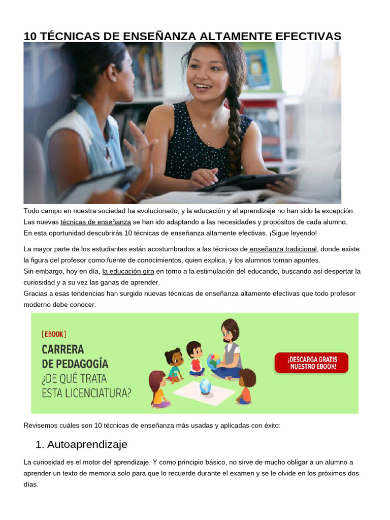 10 Técnicas de Enseñanza Altamente Efectivas | PDF | Enseñando | Aprendizaje
