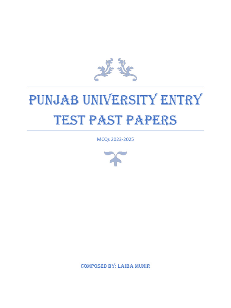 Punjab University Entry Test Past Papers | PDF | Acceleration | Waves