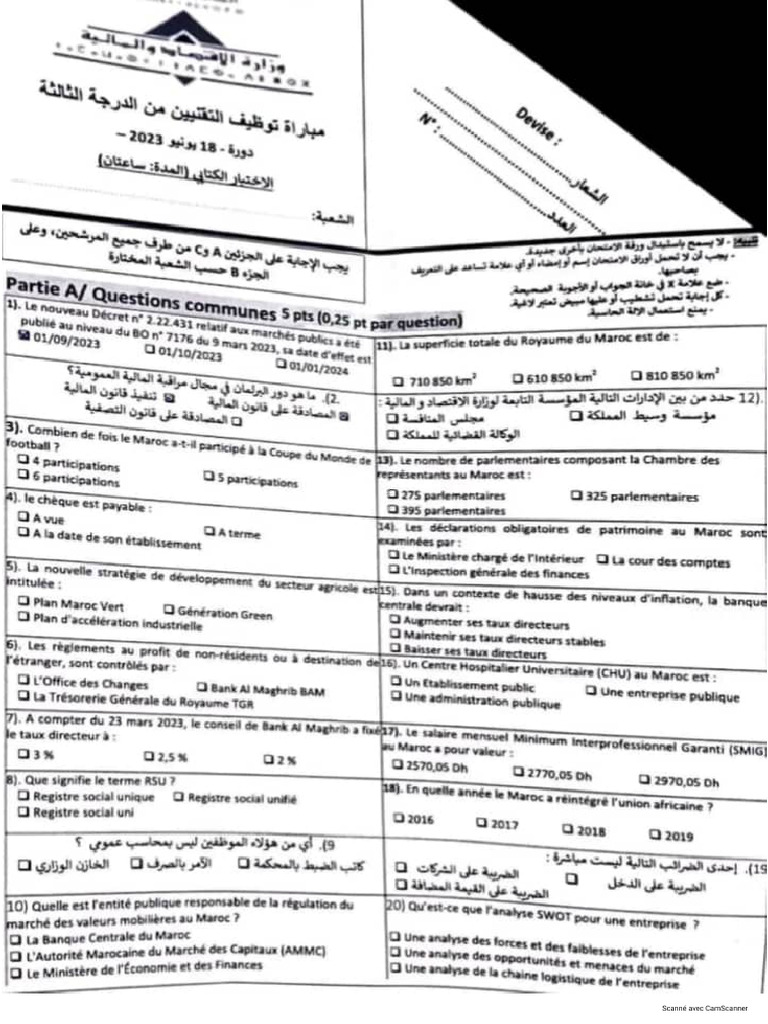 Concours 2023 MEF Bac+2 | PDF