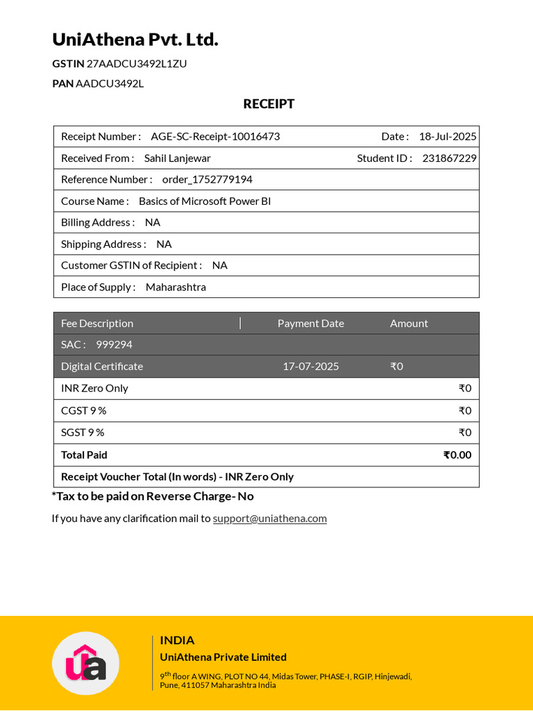 AGE SC Receipt 10016473 Receipt | PDF
