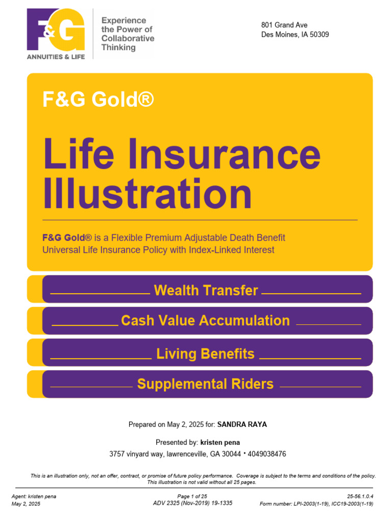 F&G Gold Life Insurance Illustration | PDF | Insurance | Life Insurance