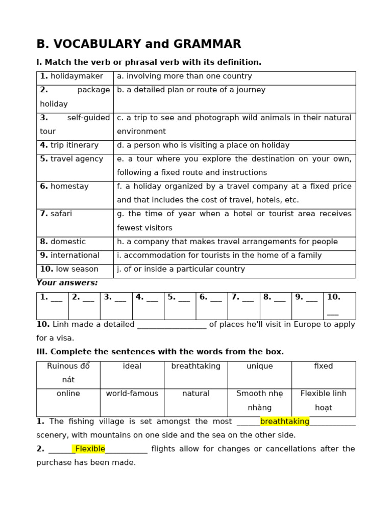 Vocabulary for Travel Enthusiasts | PDF | Tourism | Island