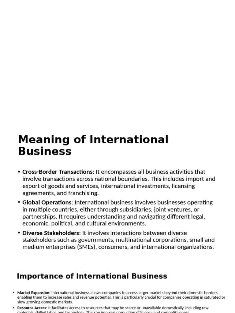 Module 1 International Business | PDF | International Business | Market ...