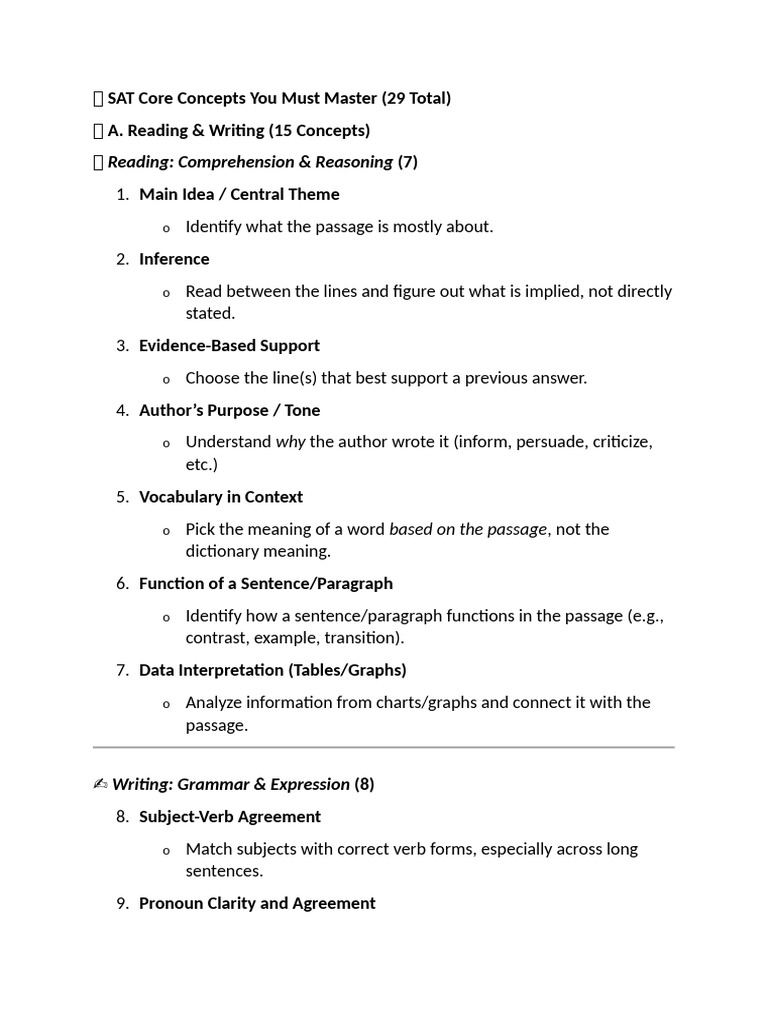 ? SAT Core Concepts You Must Master | PDF | Equations | Polynomial