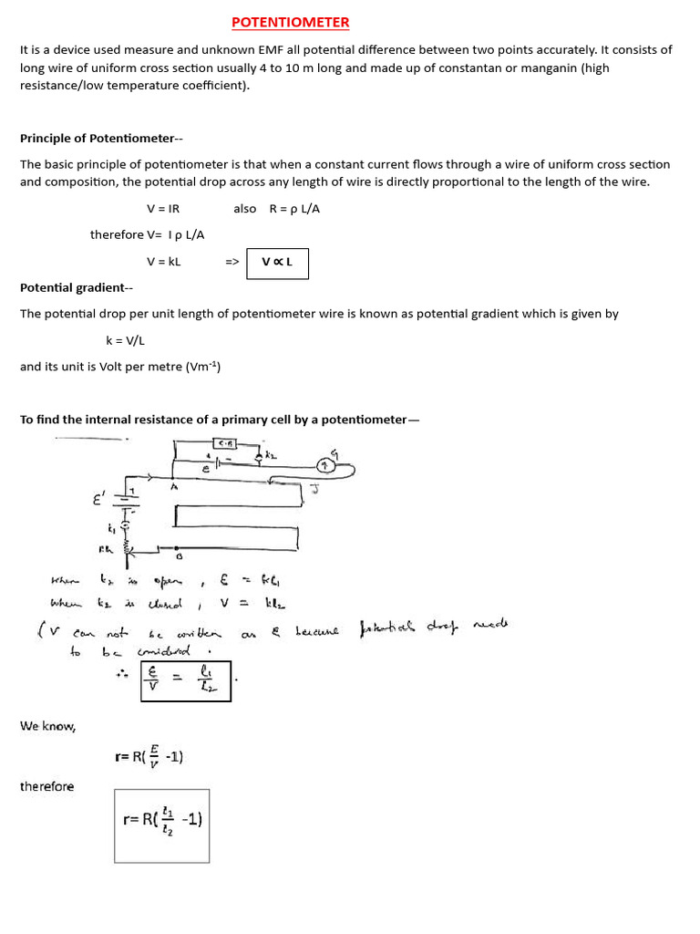 Potentiometer & Meter Bridge | PDF | Voltage | Measuring Instrument