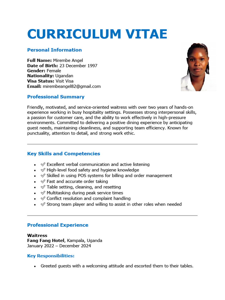 Mirembe Curriculum Vitae | PDF | Uganda | Restaurants