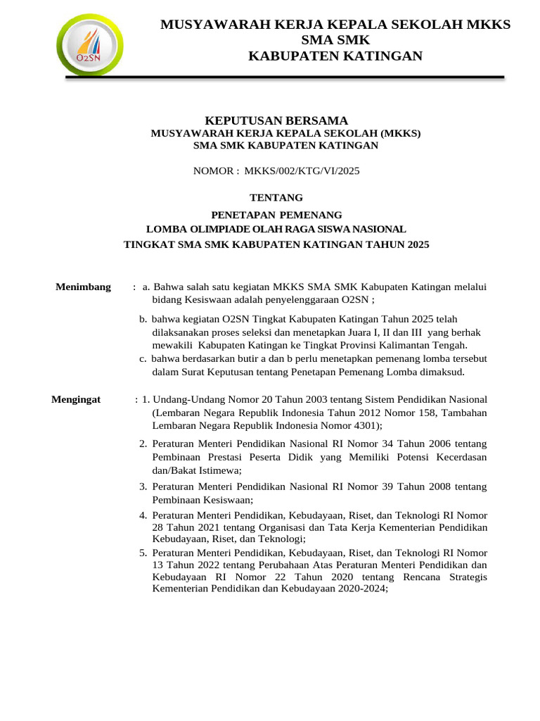 SK_Pemenang_O2SN_Tingkat_SMA_SMK_Kabupaten_Katingan_Tahun_2025[1] (2) | PDF