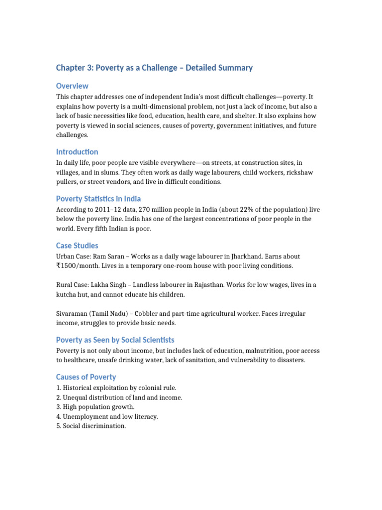 Summary of Poverty as a Challenge | PDF | Poverty | Poverty & Homelessness