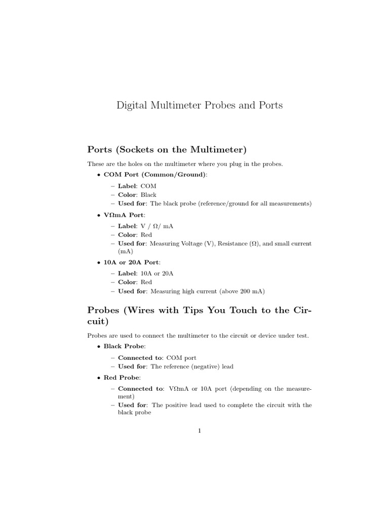 Multimeter Ports Explained | PDF