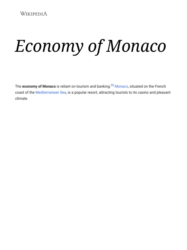 Economy of Monaco - Wikipedia | PDF | Monaco | Purchasing Power Parity