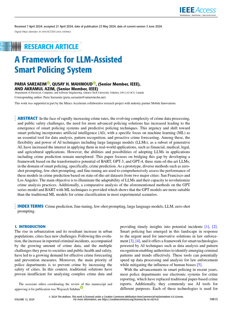 A Framework For LLM-Assisted Smart Policing System | PDF | Machine Learning | Artificial ...