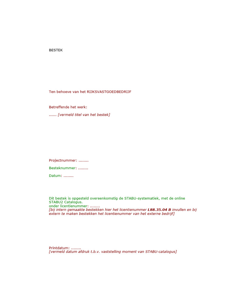 RVB RRU+2012 2024 1+Referentiebestek+STABU UAV+2012 Leesbare+Versie | PDF