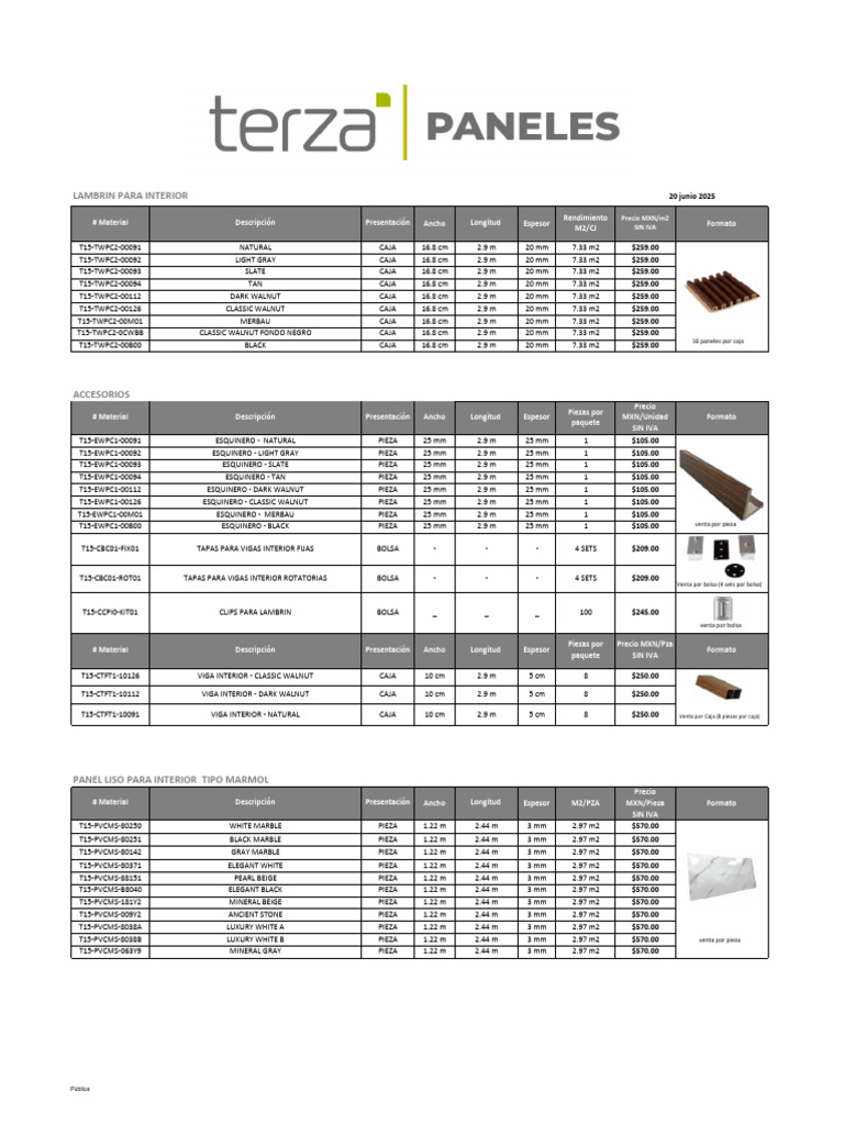 Lista de Precios Wall Panel Junio 2025 | PDF