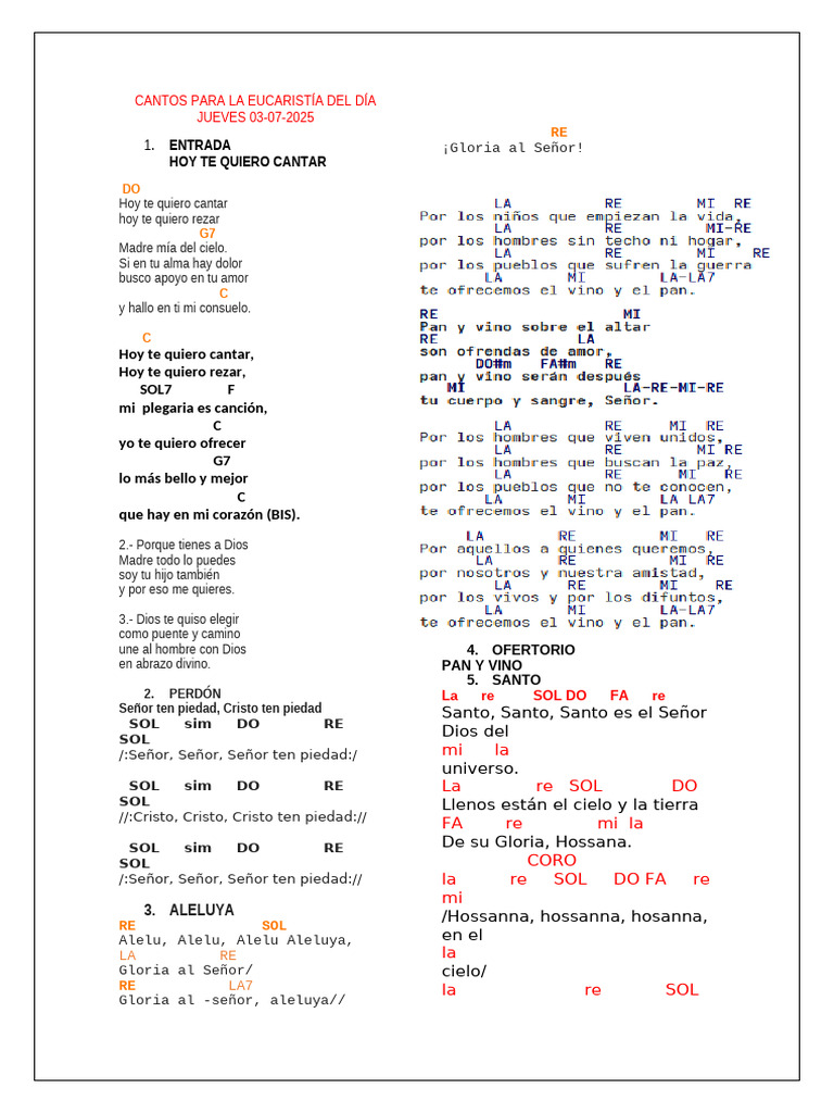 Cantos Para La Eucaristía Pdf Eucaristía Cristo Título
