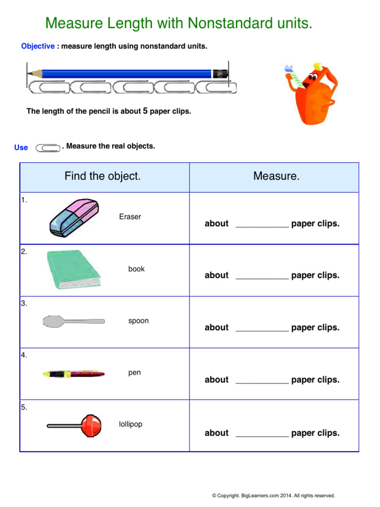 Measure Length With Nonstandard Units | PDF