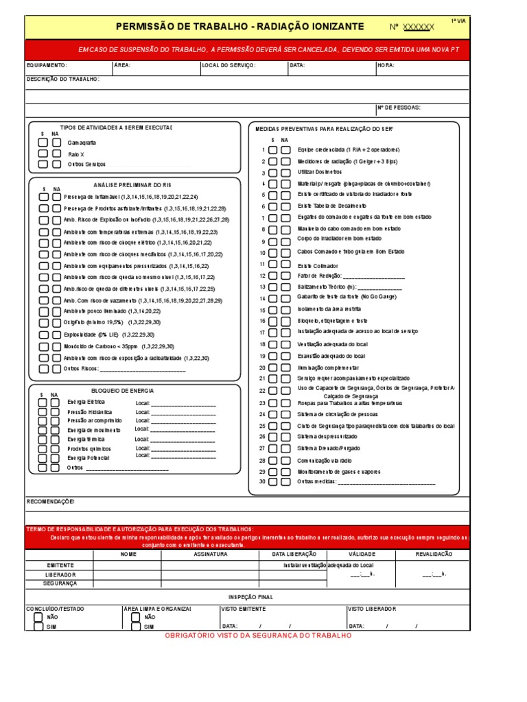 Modelo Permissão de trabalho