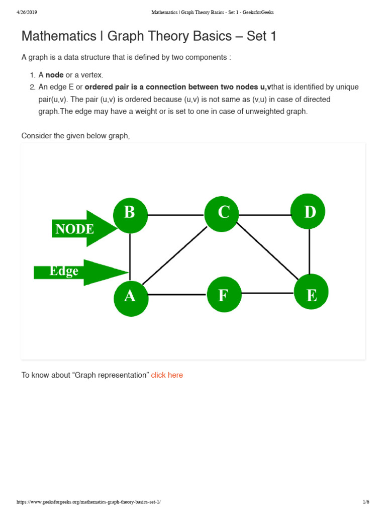 Mathematics - GT Basics Set 1 GeeksforGeeks | PDF | Vertex (Graph Theory) | Graph Theory