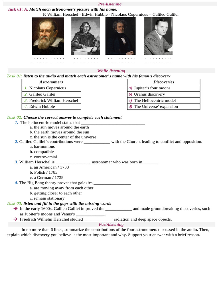 Listening - Worksheet | PDF