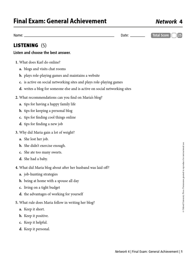 General Achievement Final Exam Guide | PDF