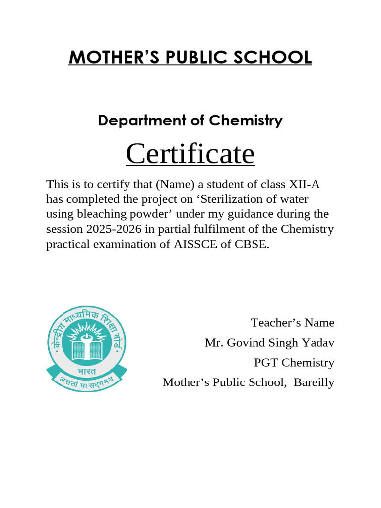 Certificate Chem Pdf