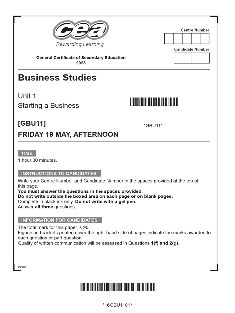 Business Unit 1 - 2023 | PDF | Business | Economies